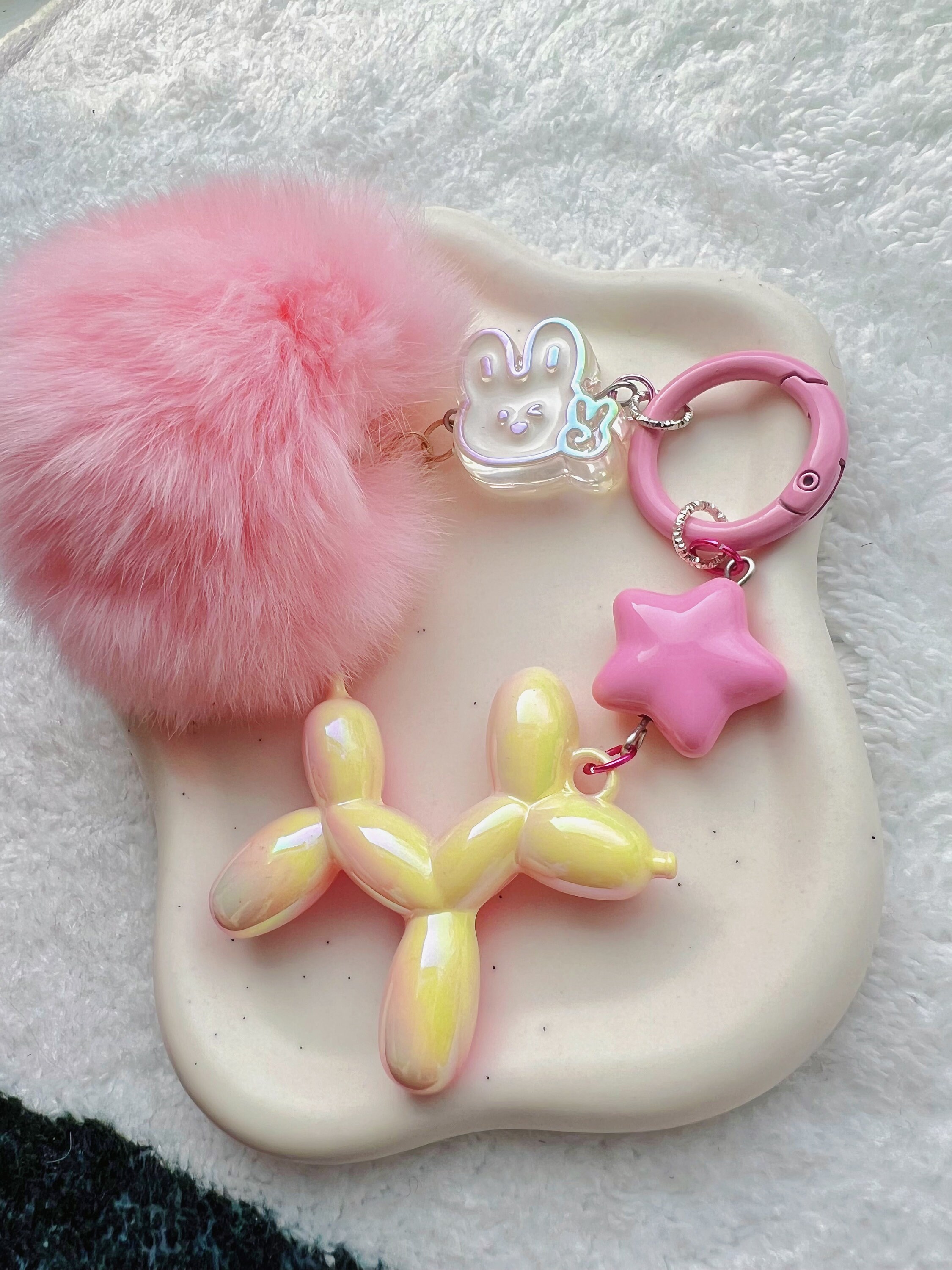 Adorable Balloon Pup Fluff Keychain Trendy and Fun Bag Charm - Etsy