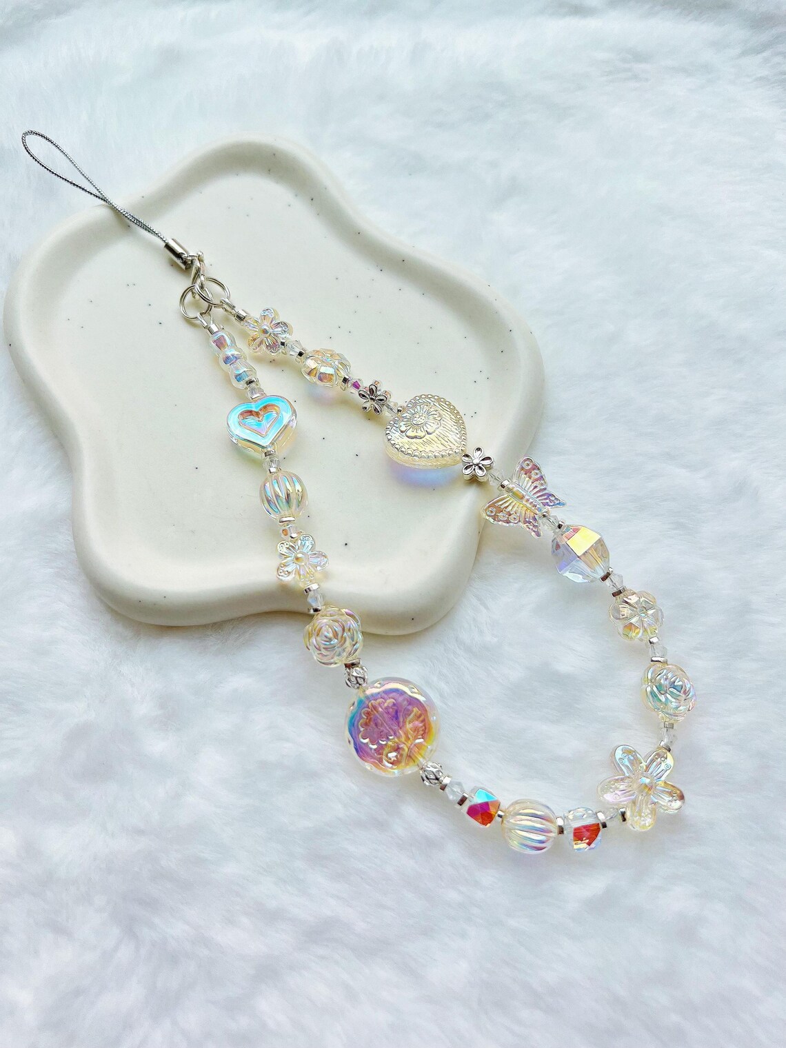 Champagne Crystal Beaded Phone Charm: Vintage Raindrop Wristlet - Etsy