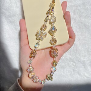 Ivory Glow Platinum & Gold 2.0 Beaded Phone Chain-premium Beaded Phone ...