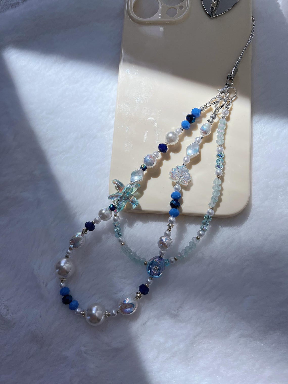 Beaded Phone Charm: Coastal Starfish Shell Phone Lanyard - Etsy
