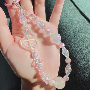 Blush Pink Beaded Keychain: Handmade Phone Charm Strap - Etsy