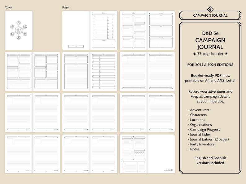 D&D 5e Campaign Journal + Party Sheet (A5 and Half Letter Booklets, PDF ...