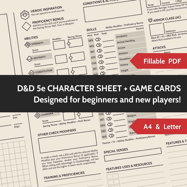 Scheda dnd 5e editabile - Etsy Italia