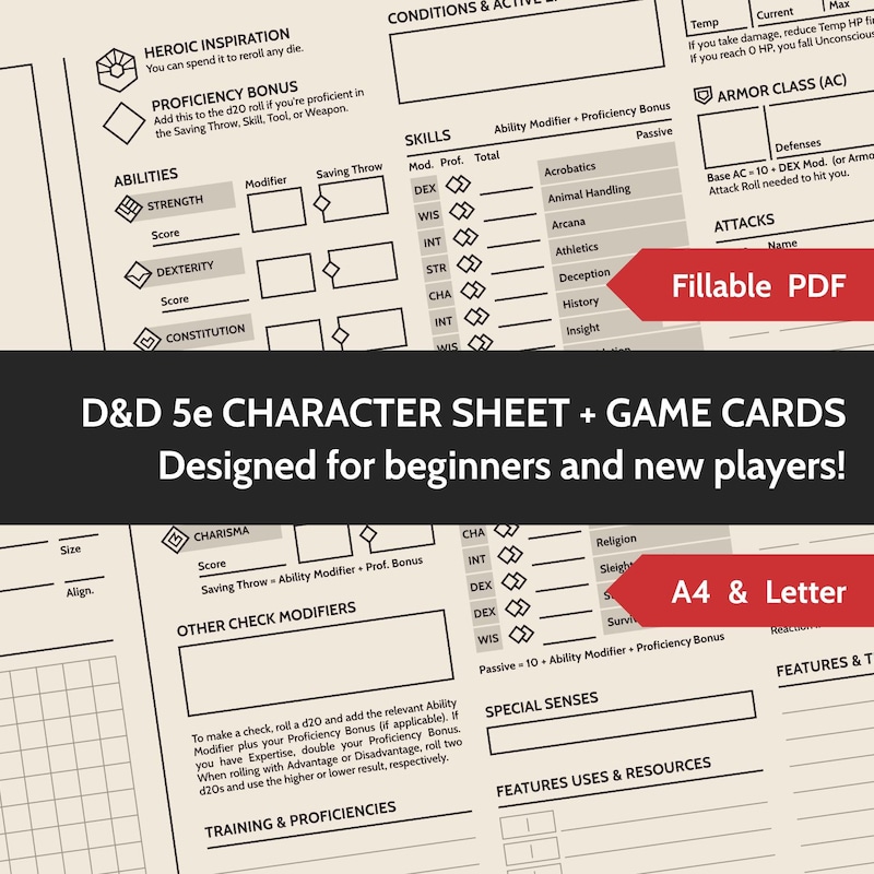 Scheda dnd 5e editabile - Etsy Italia