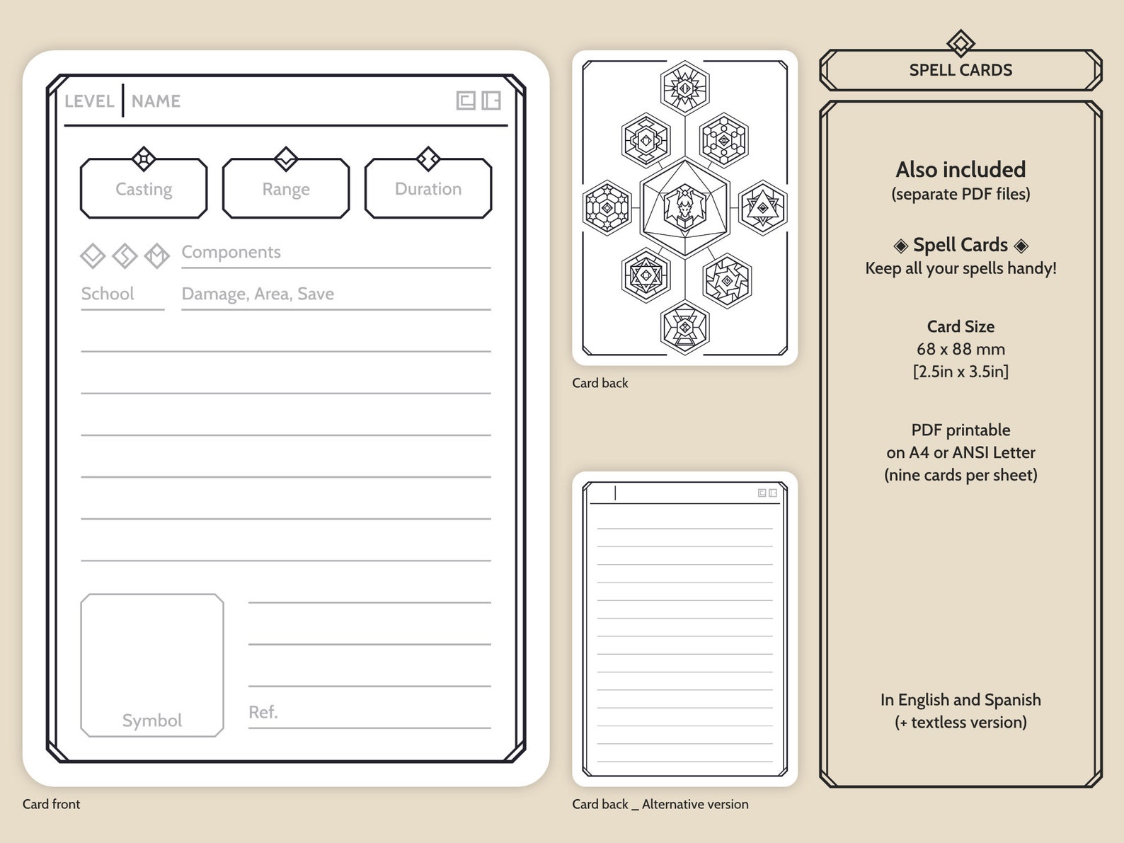 D&D 5e Character Spellbook Spell Cards A5 and Half Letter Booklets, PDF ...