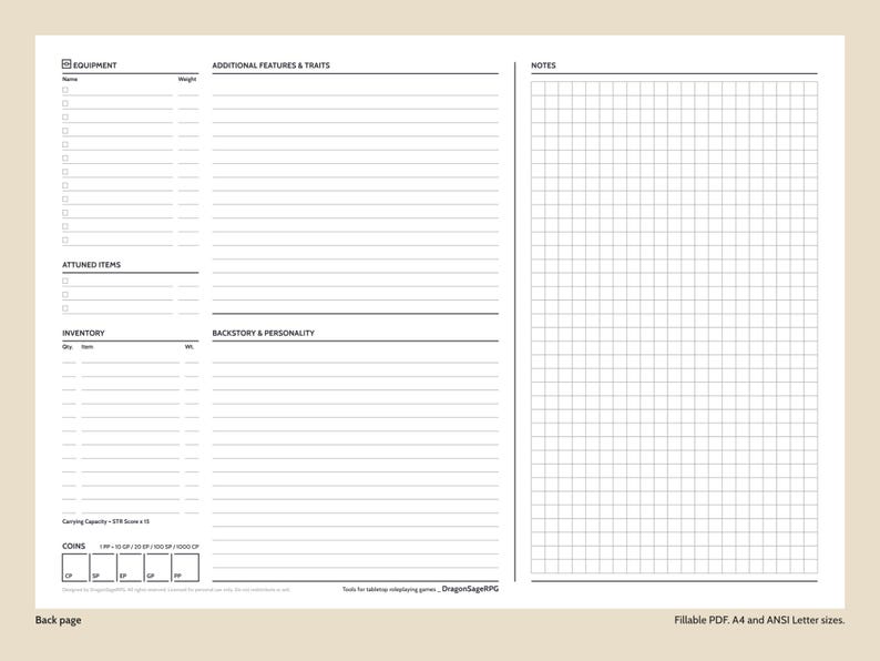 D&D 5e Character Sheet + Game Cards. Designed for Beginners and New ...