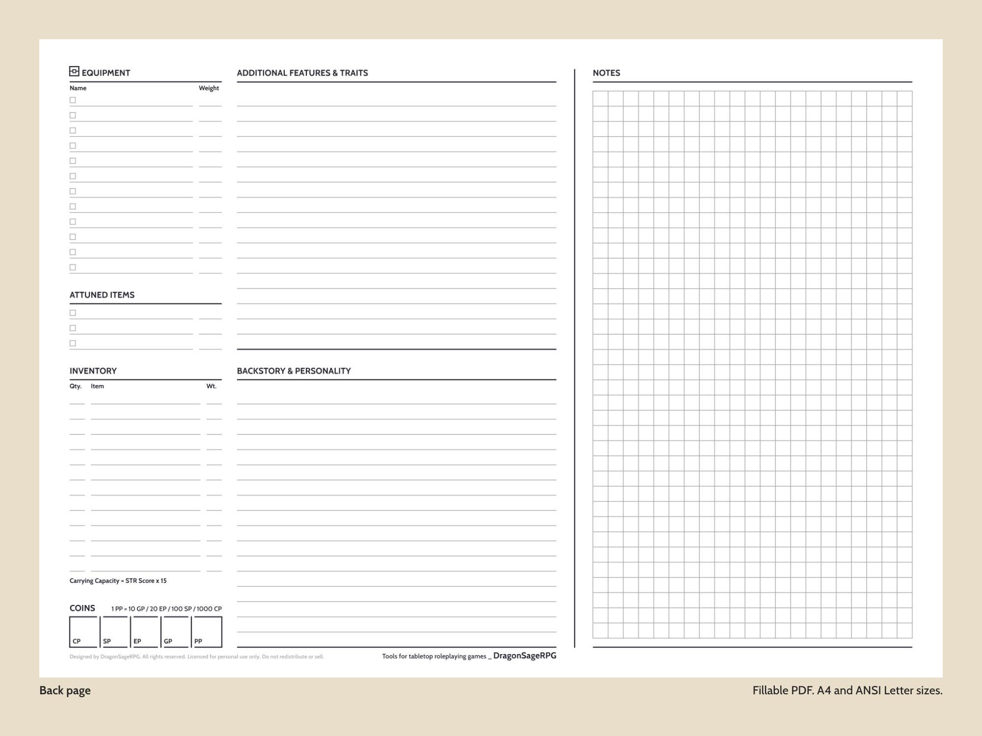 D&D 5e Character Sheet + Game Cards. Designed for Beginners and New ...