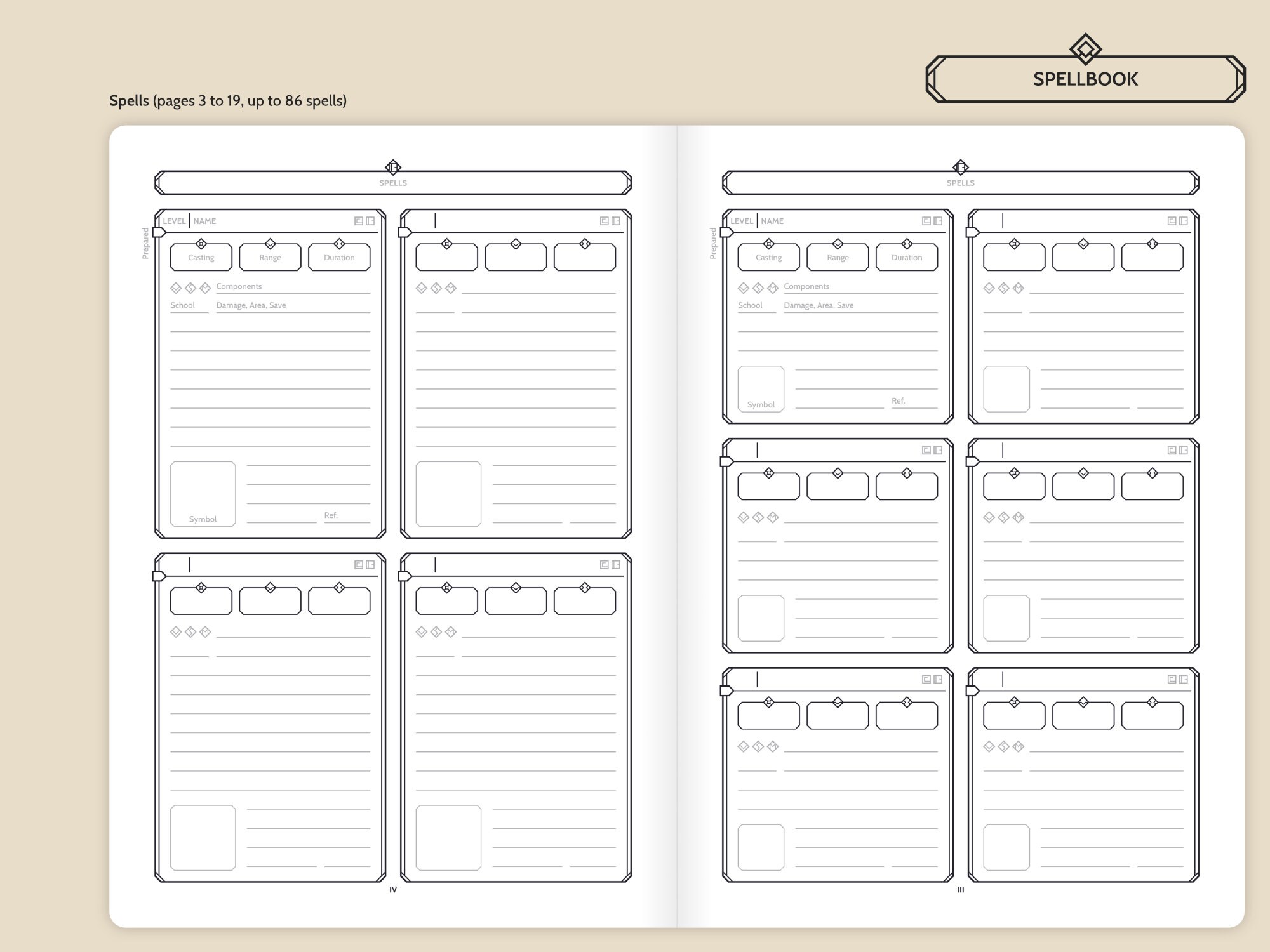 D&D 5e Character Spellbook Spell Cards A5 and Half Letter Booklets, PDF ...
