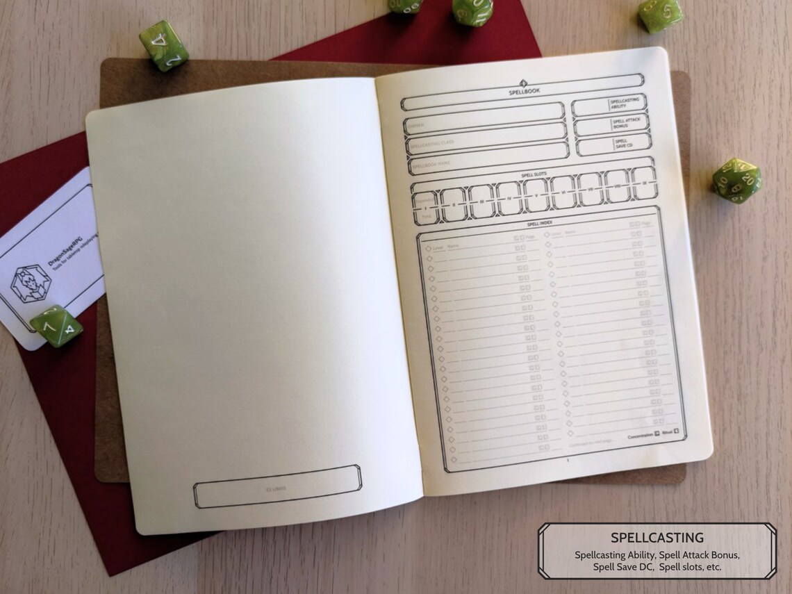 D&D 5e Character Spellbook Spell Cards A5 and Half Letter Booklets, PDF ...