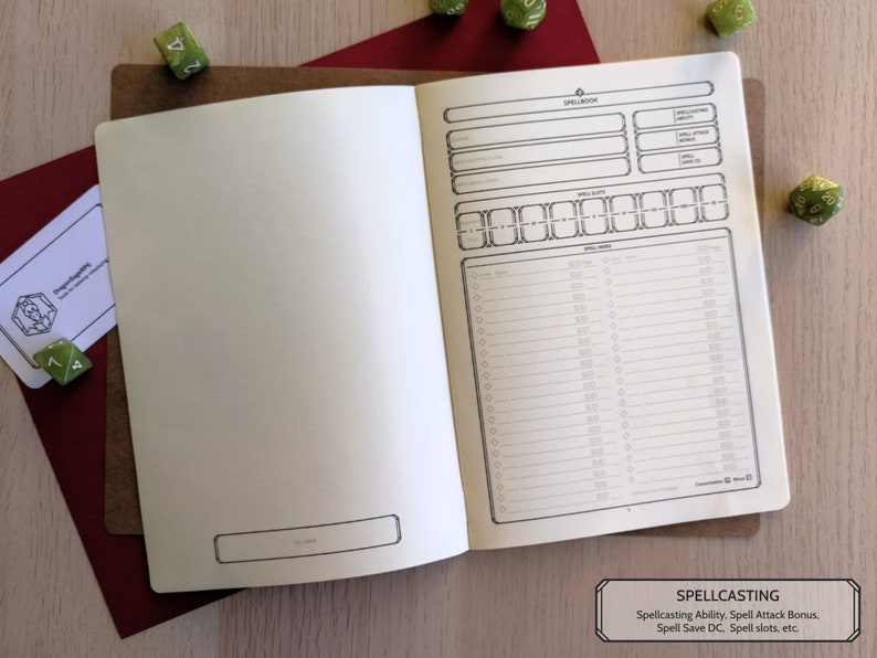 D&D 5e Character Spellbook Spell Cards A5 and Half Letter Booklets, PDF ...