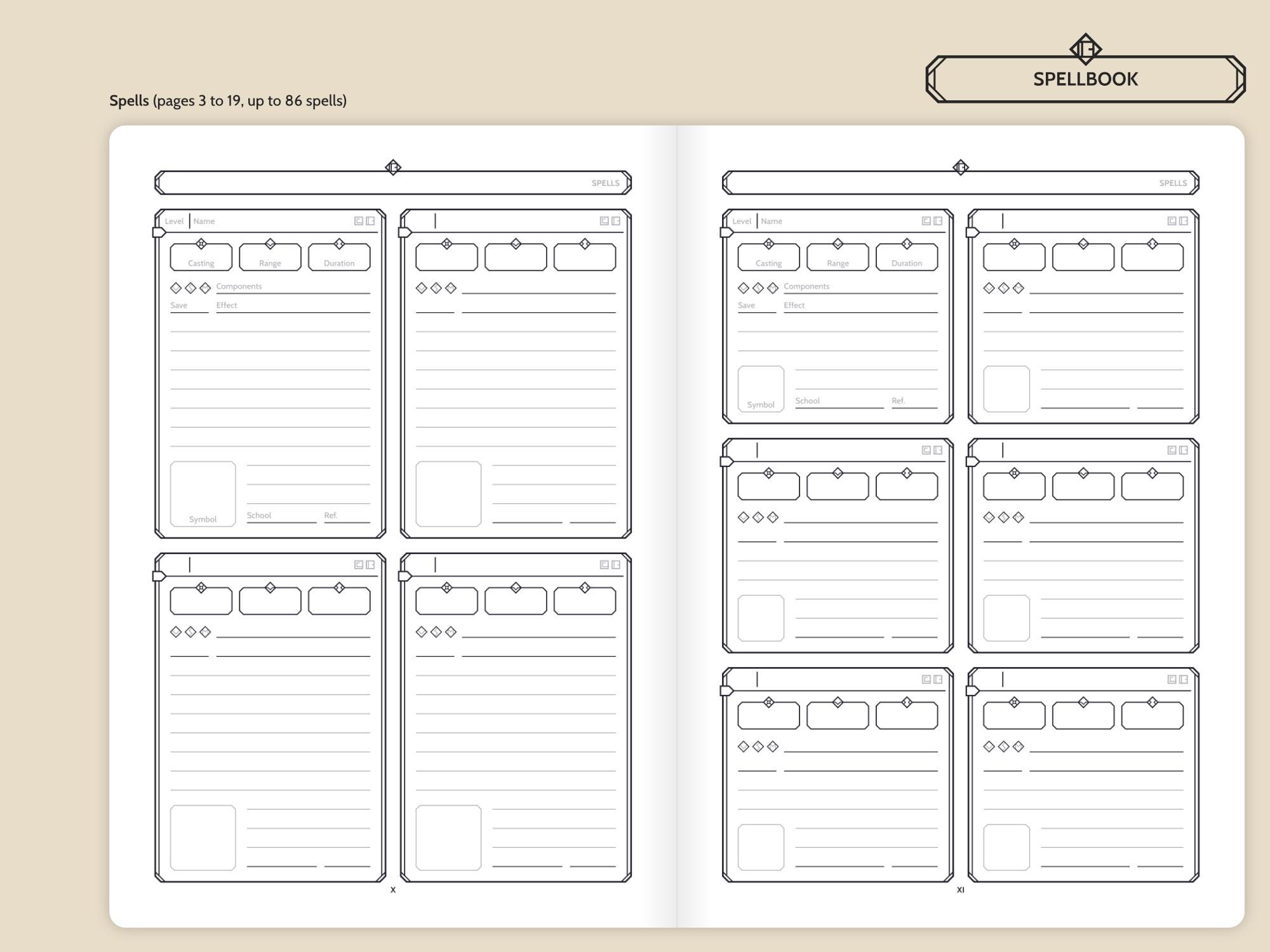D&D 5e Character Spellbook + Spell Cards (A5 and Half Letter Booklets ...