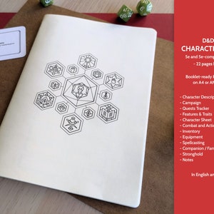 D&D 5e Character Book Character Sheet A5 and Half Letter Booklets, PDF ...