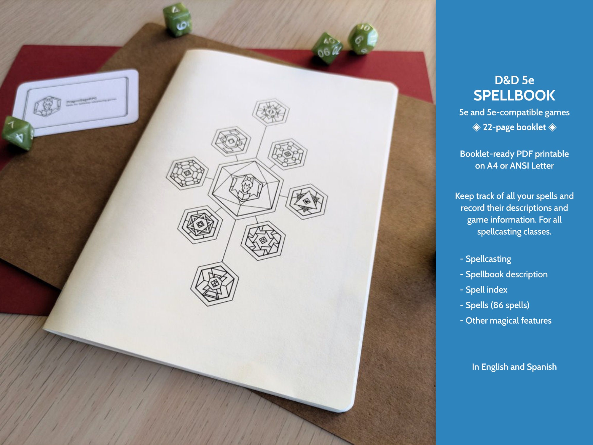 D&D 5e Character Spellbook Spell Cards A5 and Half Letter Booklets, PDF ...