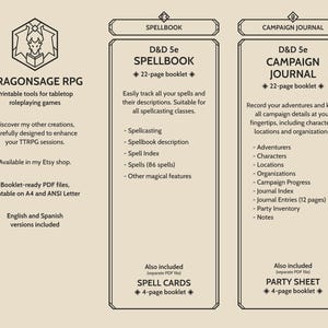 D&D 5e Character Book + Character Sheet (A5 and Half Letter Booklets ...