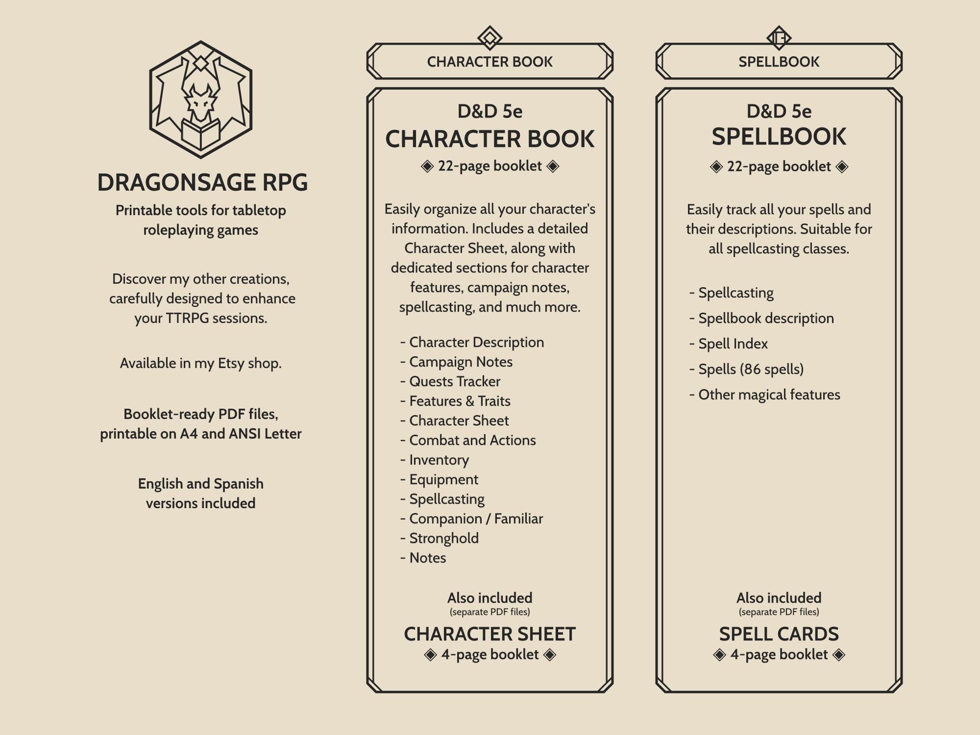 D&D 5e Campaign Journal + Party Sheet (A5 and Half Letter Booklets, PDF ...