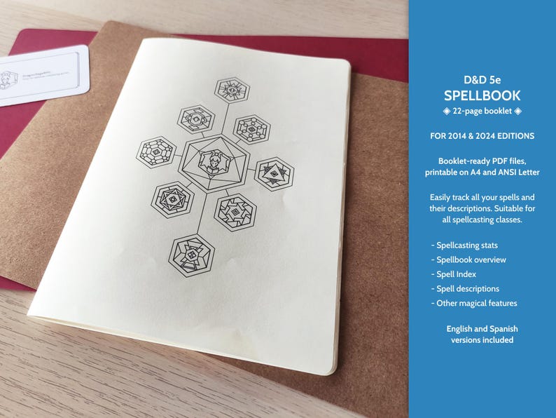 D&D 5e Character Spellbook + Spell Cards (A5 and Half Letter Booklets ...