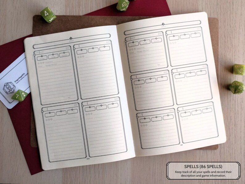 D&D 5e Character Spellbook Spell Cards A5 and Half Letter Booklets, PDF ...