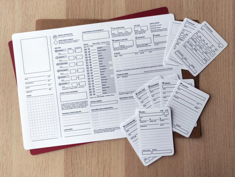 D&D 5e Character Sheet Game Cards. Designed for Beginners and New ...