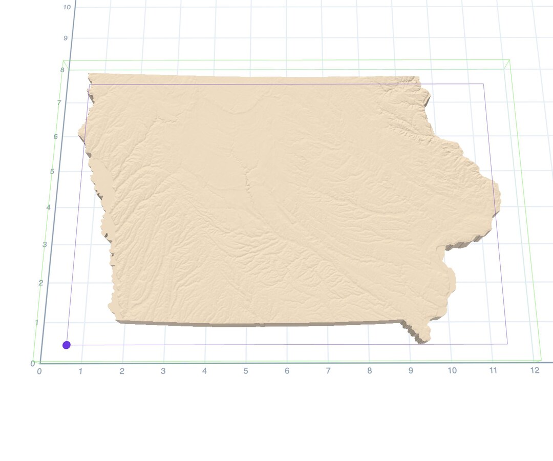 Iowa Topographic STL File | State 3D Model for CNC & 3D Printing ...