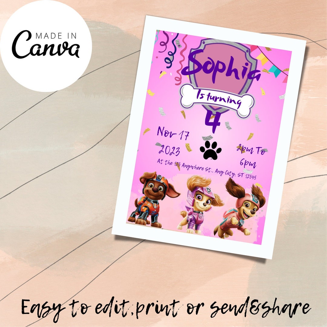 Paw-ty Time Birthday Invitation Paw Birthday Party Puppy - Etsy