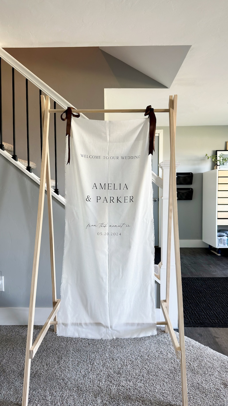 Wedding Linen Sign Stand, Hanging Wedding Sign Stand - Etsy