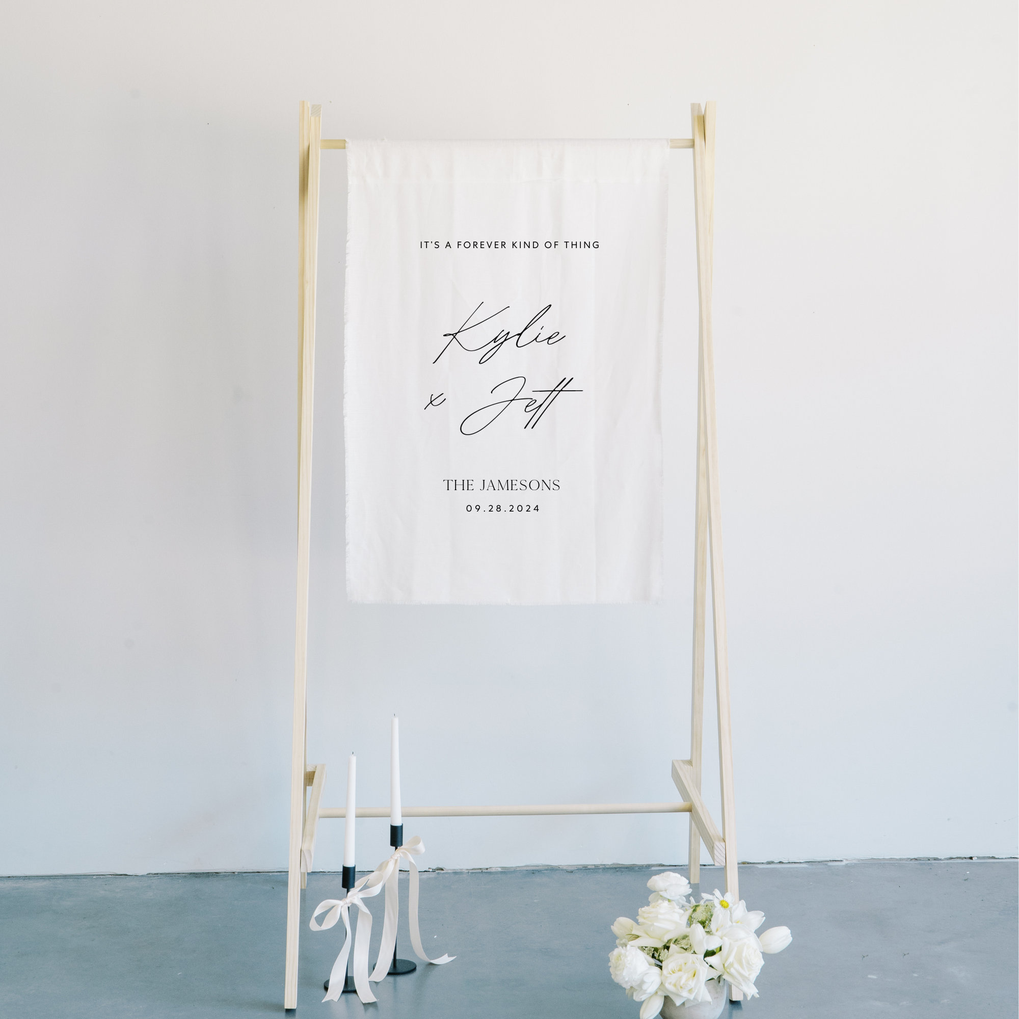 Wedding Linen Sign Stand, Hanging Wedding Sign Stand - Etsy
