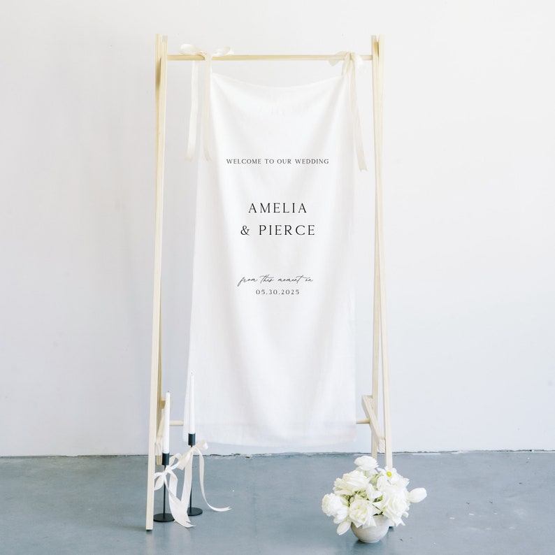 Wedding Linen Sign Stand, Hanging Wedding Sign Stand - Etsy