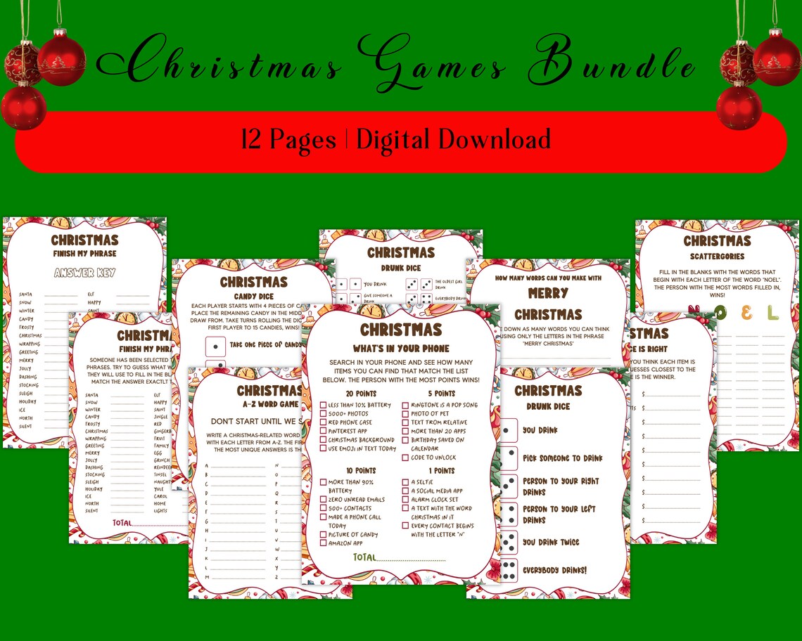 Family Christmas Game Printable, Holiday Game Printable, Christmas ...