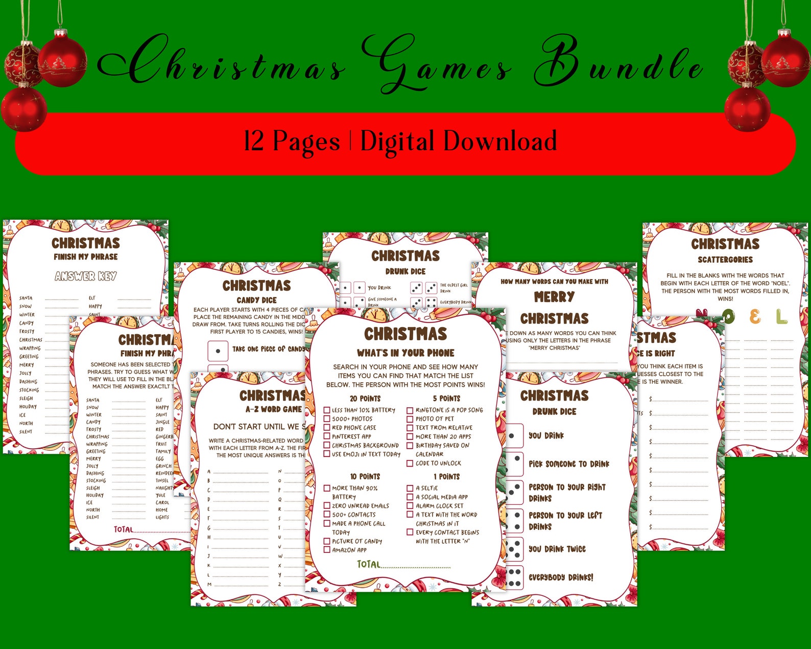 Family Christmas Game Printable, Holiday Game Printable, Christmas ...