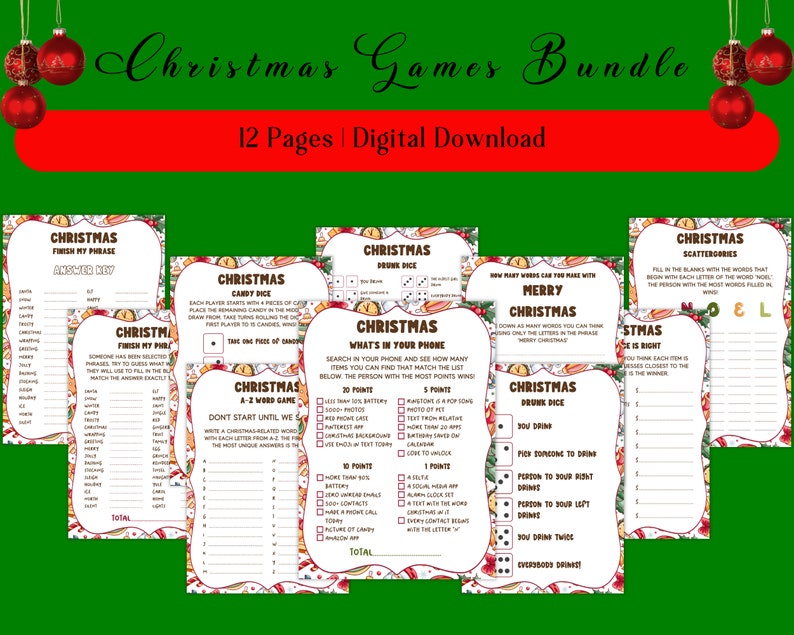 Family Christmas Game Printable, Holiday Game Printable, Christmas ...
