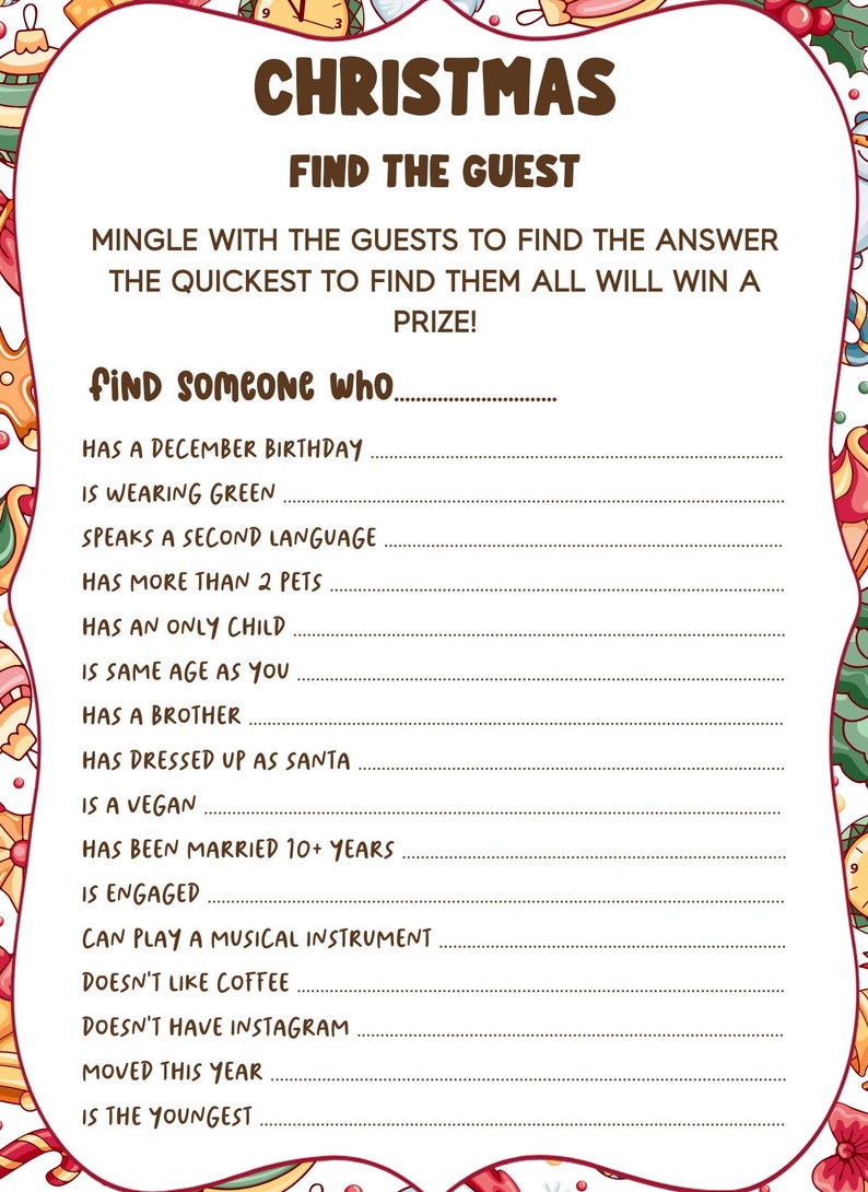 Family Christmas Game Printable, Holiday Game Printable, Christmas ...