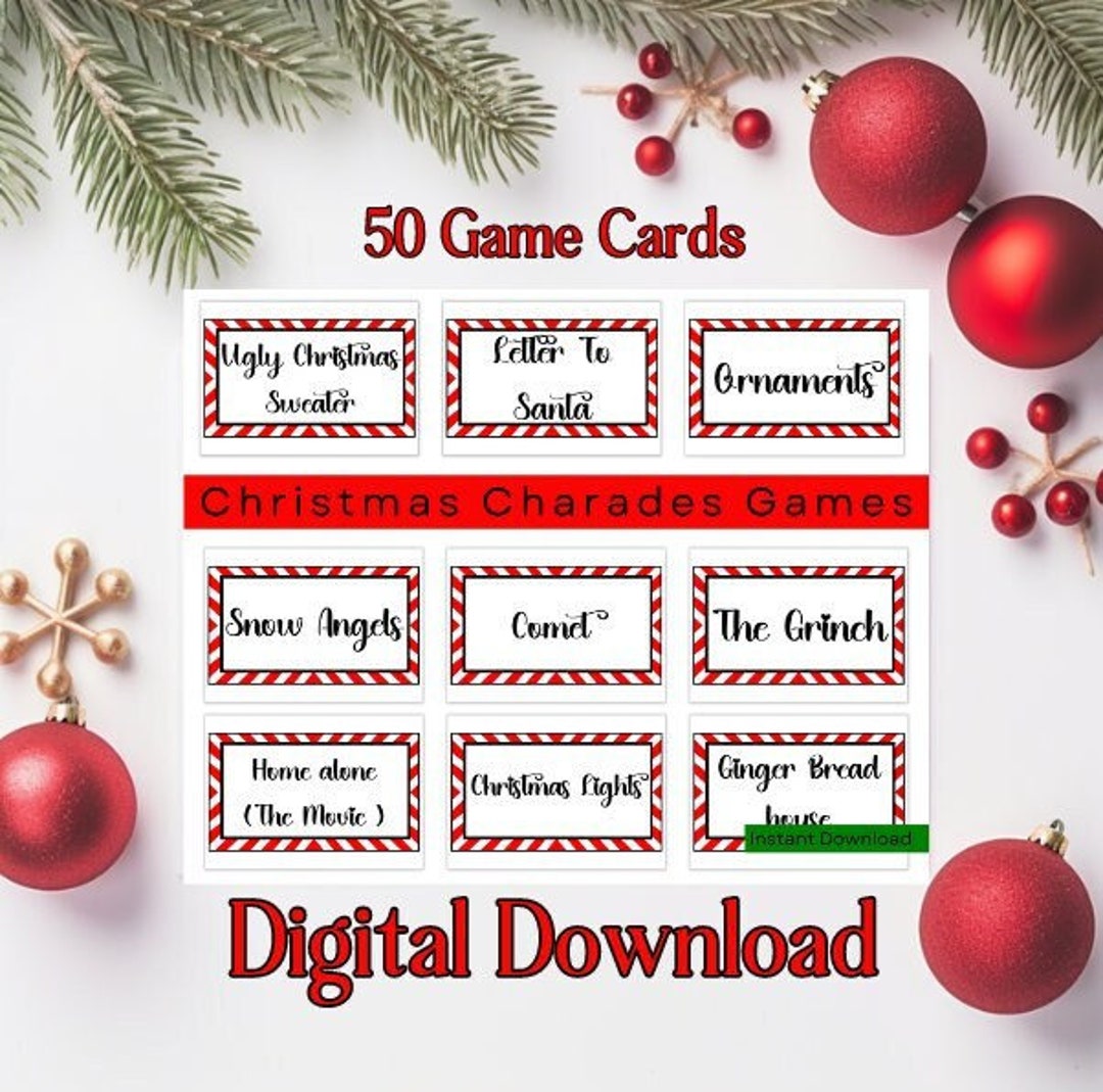 Christmas Charades Game, Holiday Family Game, Classroom and Party Game ...