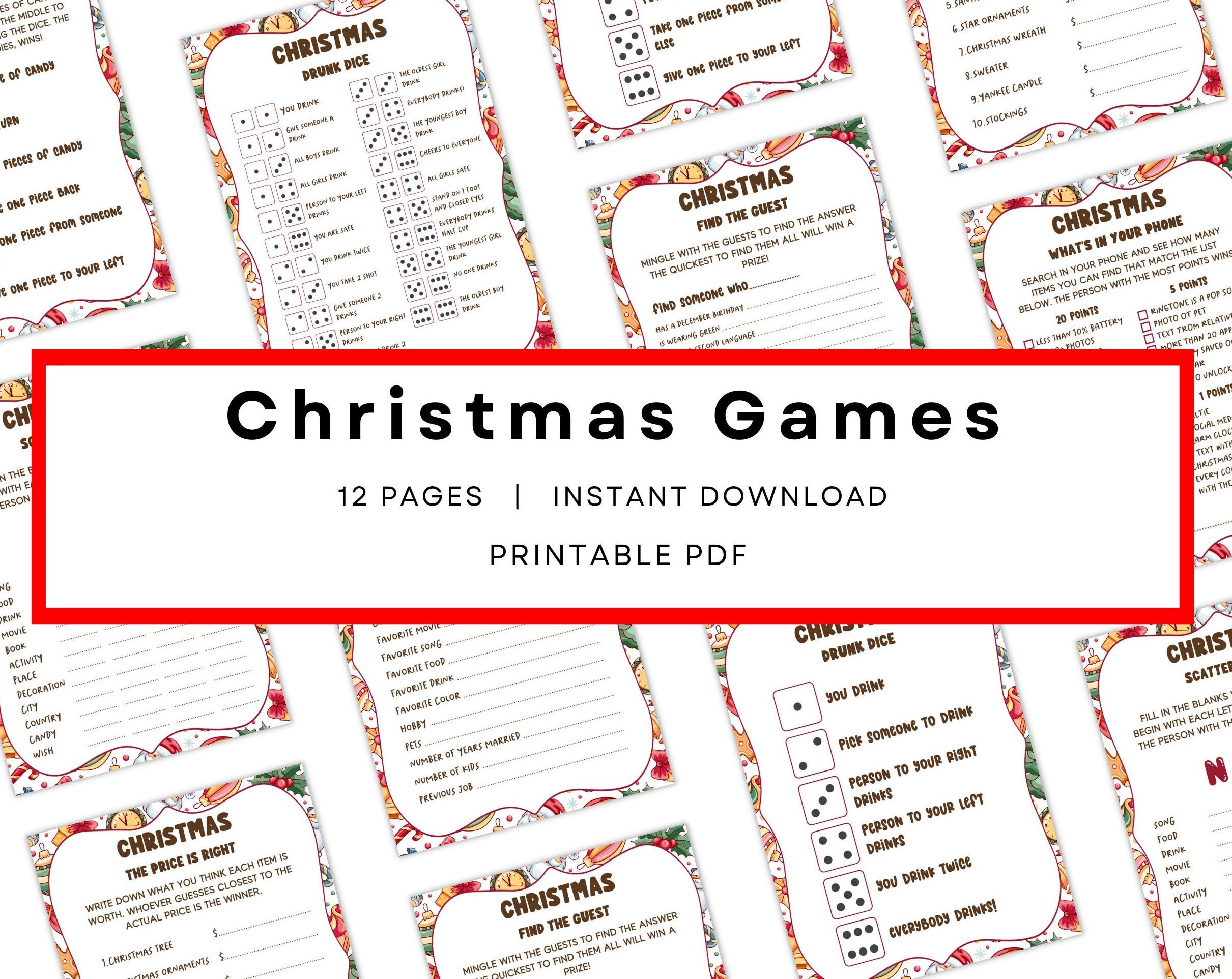 Family Christmas Game Printable, Holiday Game Printable, Christmas ...