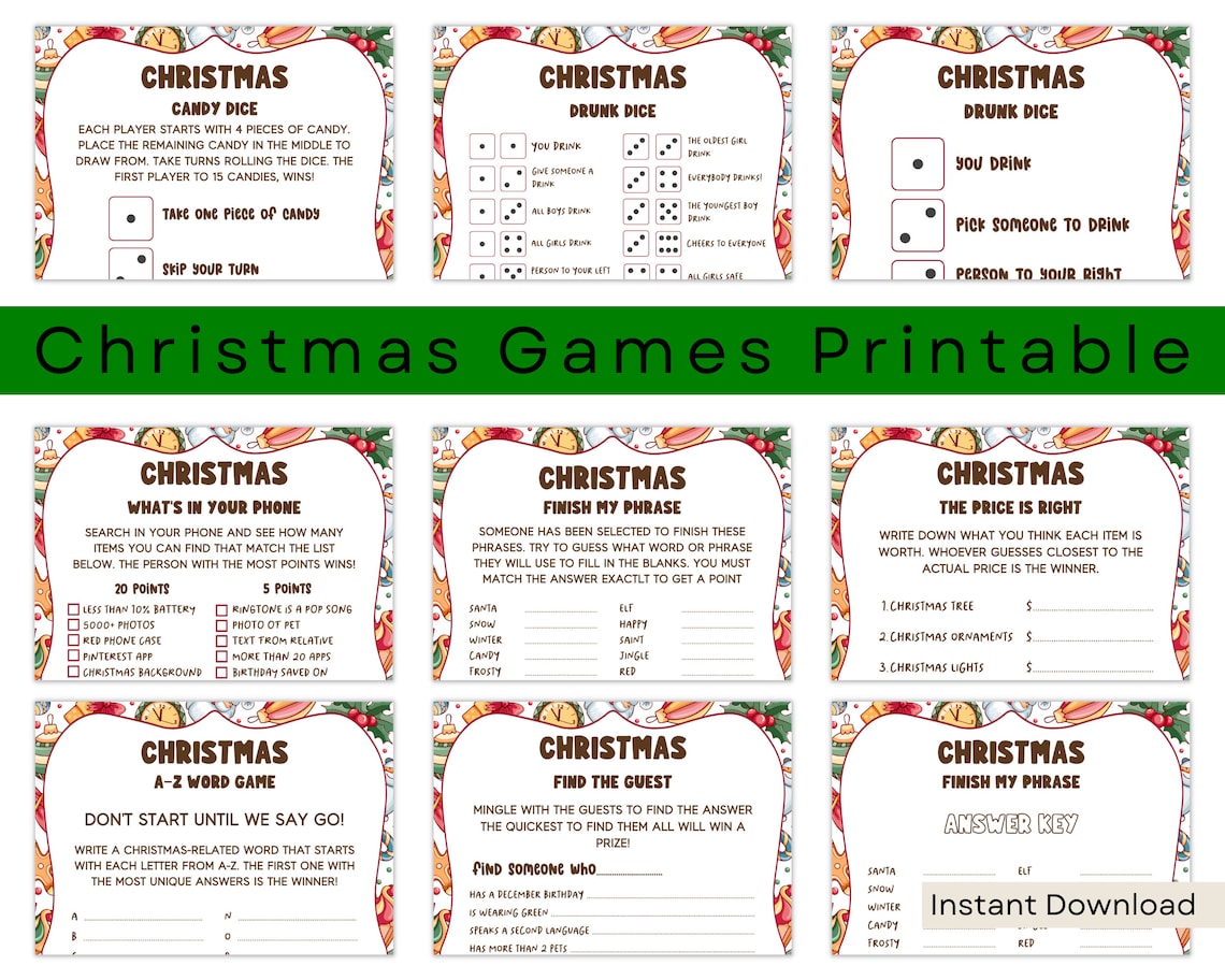 Family Christmas Game Printable, Holiday Game Printable, Christmas ...