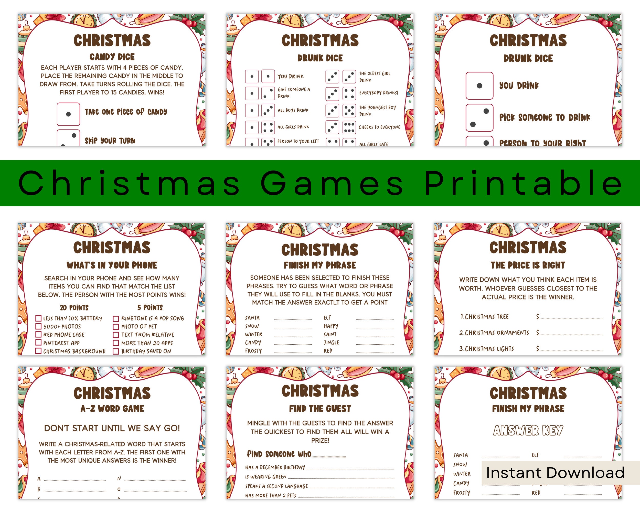 Family Christmas Game Printable, Holiday Game Printable, Christmas ...