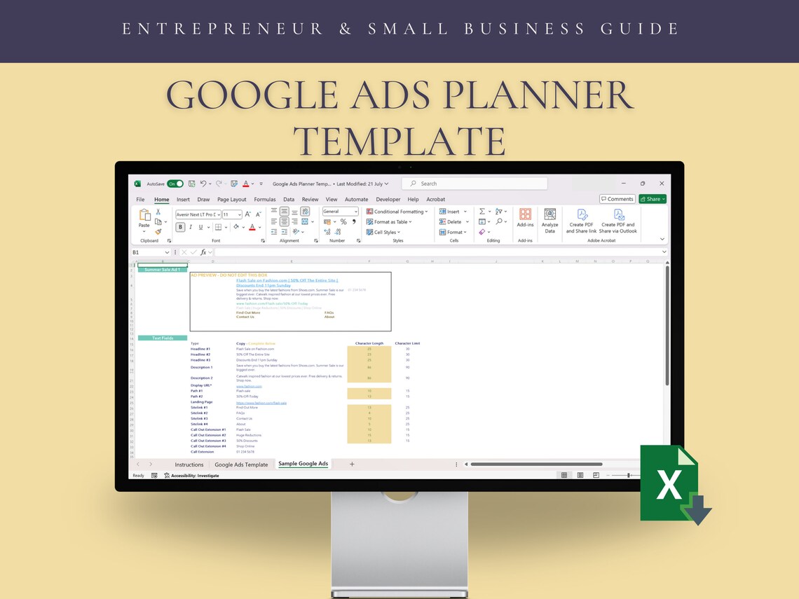 Google Ads Planner Template | Google Campaign Planner | Ad Manage ...