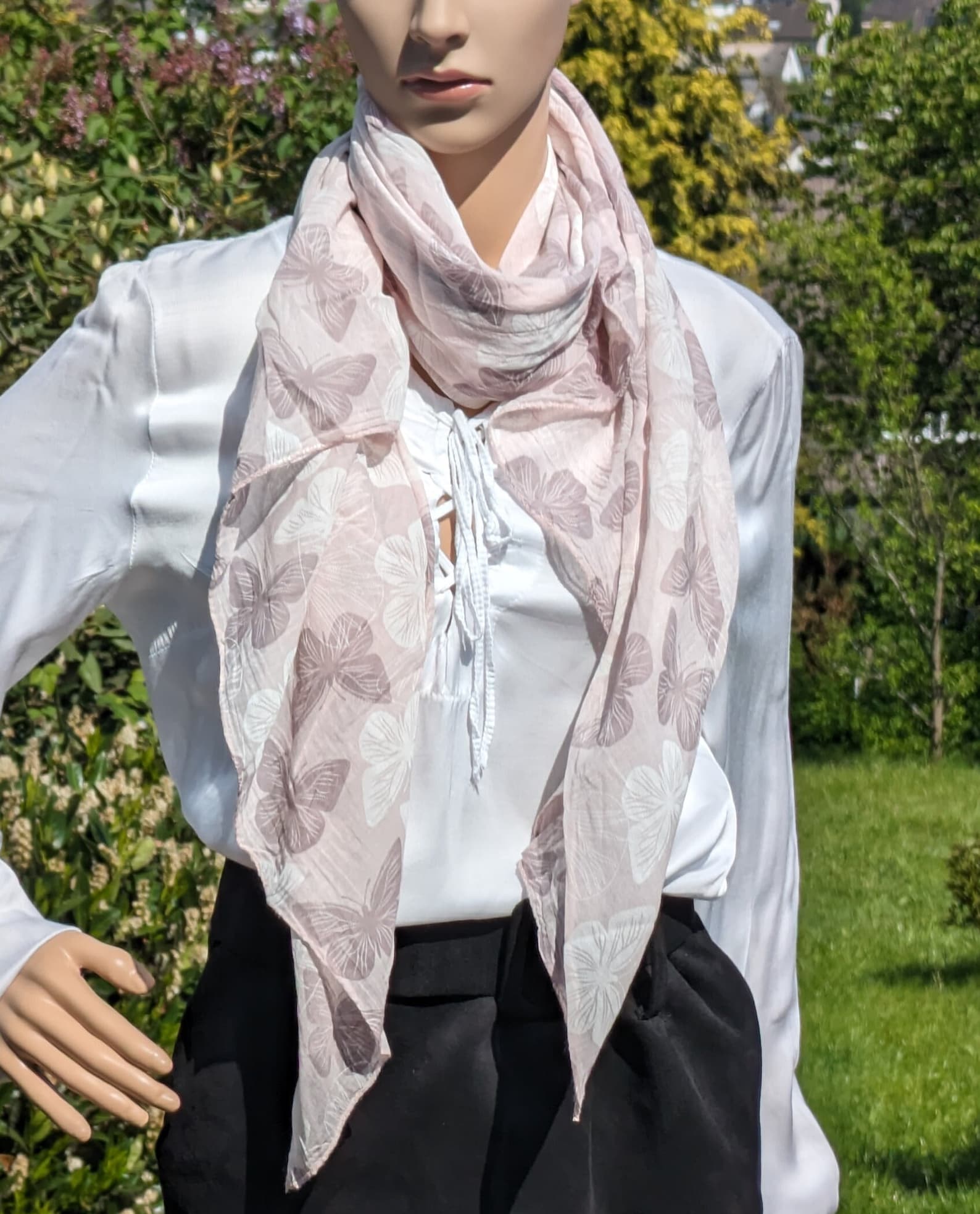 Cotton-silk Scarves, Butterflies, Soft, Airy, Ends Asymmetrical, Thin ...