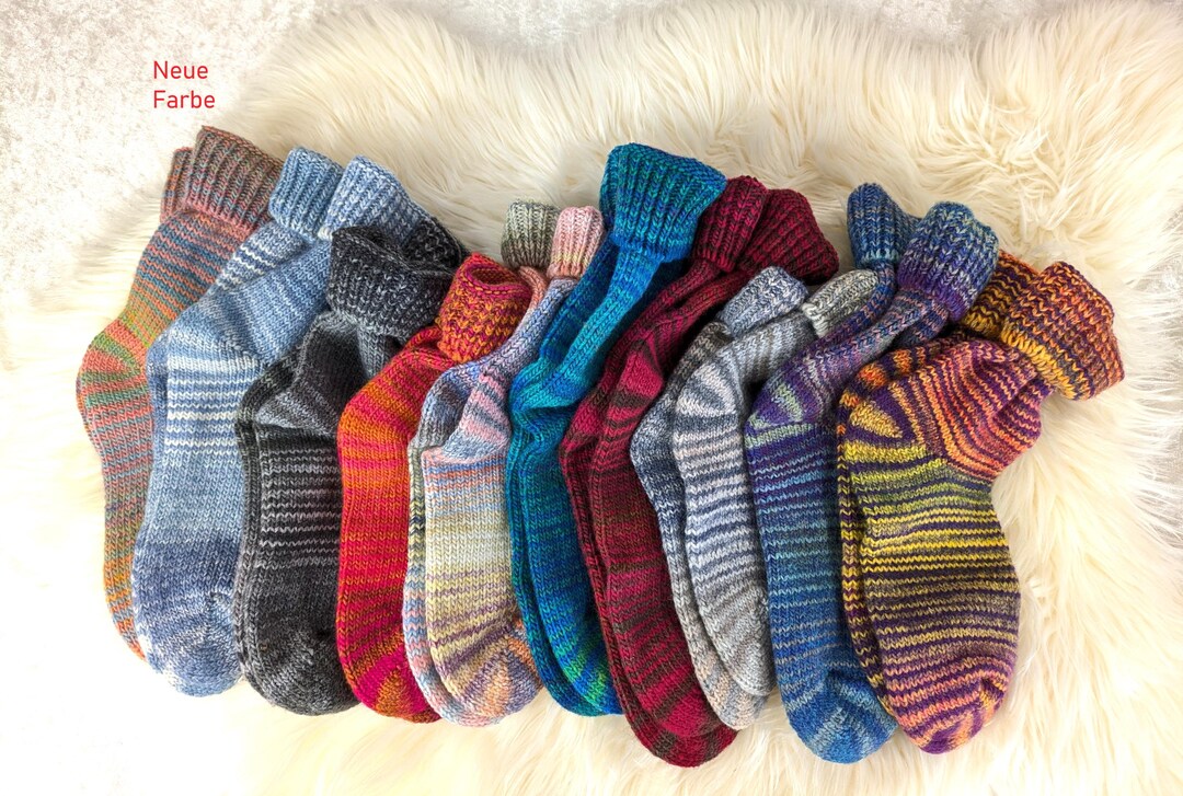 Colorful Wool Socks With Color Changes • Looks Hand-knitted • Sizes 35 ...