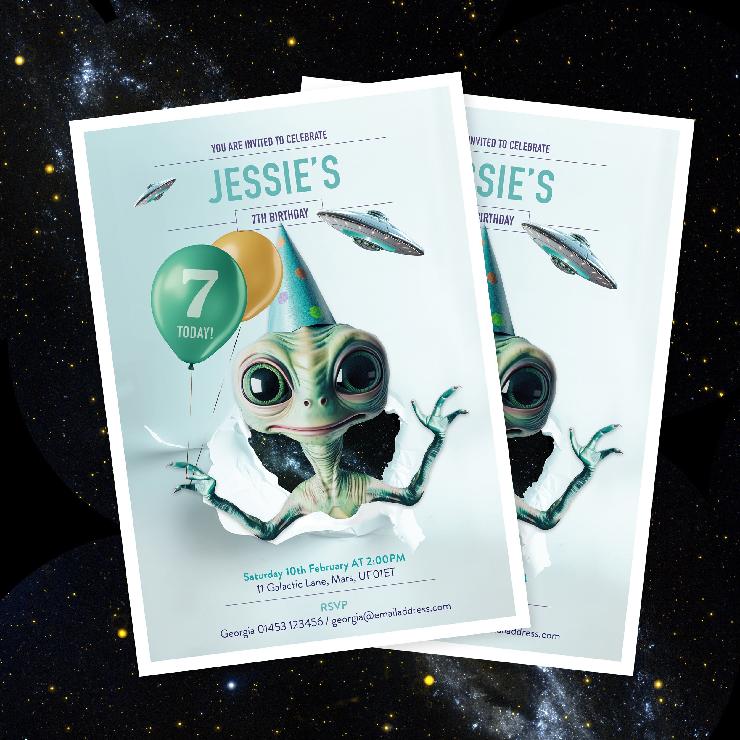 Custom Alien Birthday Invitation: Space Party Invite (PDF) - Etsy