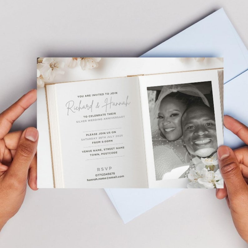 Editable Silver Wedding Anniversary Invite, Silver Wedding Invitation ...