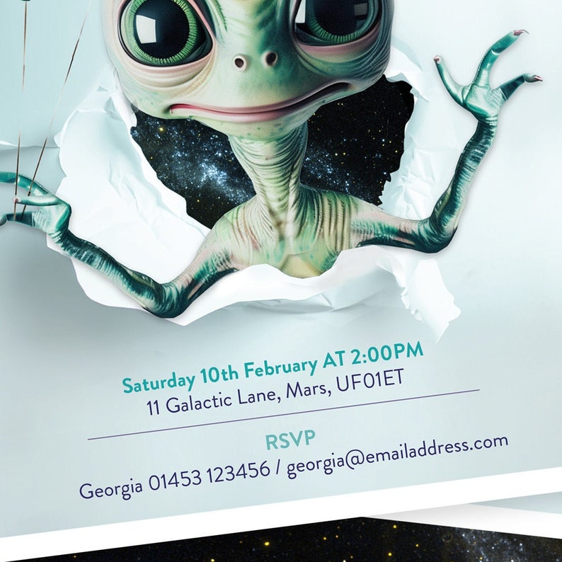 Custom Alien Birthday Invitation: Space Party Invite (PDF) - Etsy