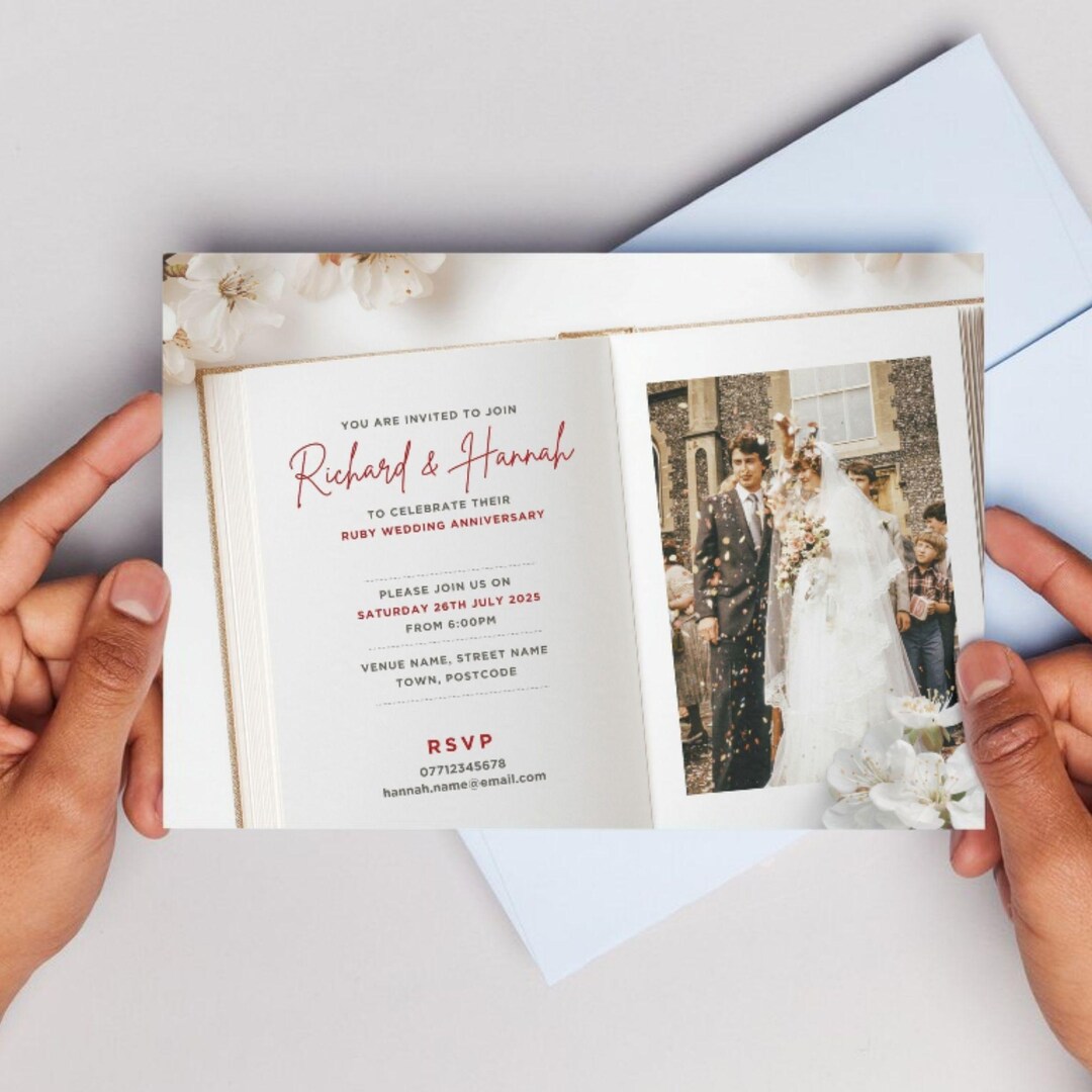 Editable Ruby Wedding Anniversary Invite, Ruby Wedding Invitation, Ruby ...