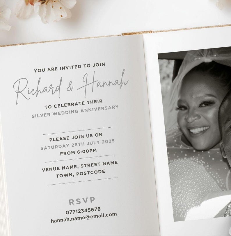 Editable Silver Wedding Anniversary Invite, Silver Wedding Invitation ...