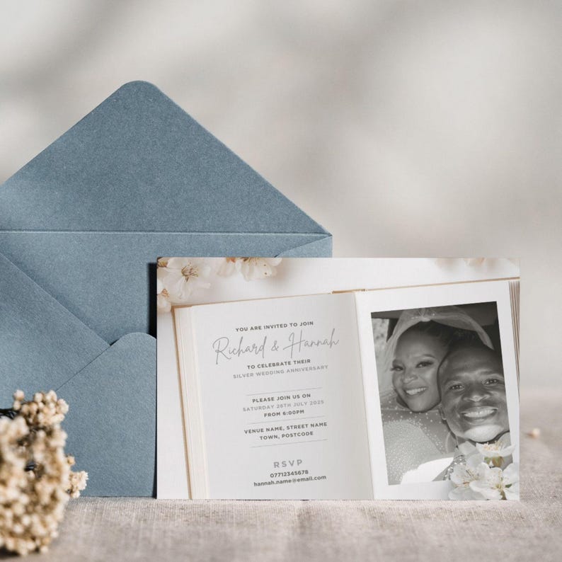 Editable Silver Wedding Anniversary Invite, Silver Wedding Invitation ...