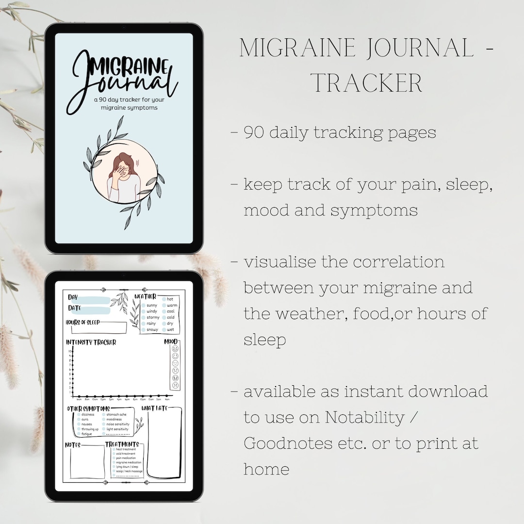 Migraine Journal A 90 Day Tracker for Your Migraine Symptoms - Etsy
