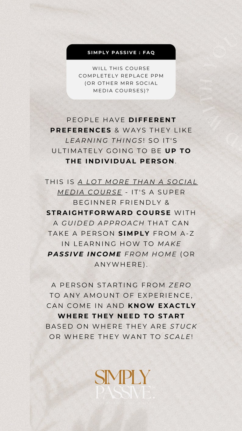 Simply Passive Course for Beginners - Etsy