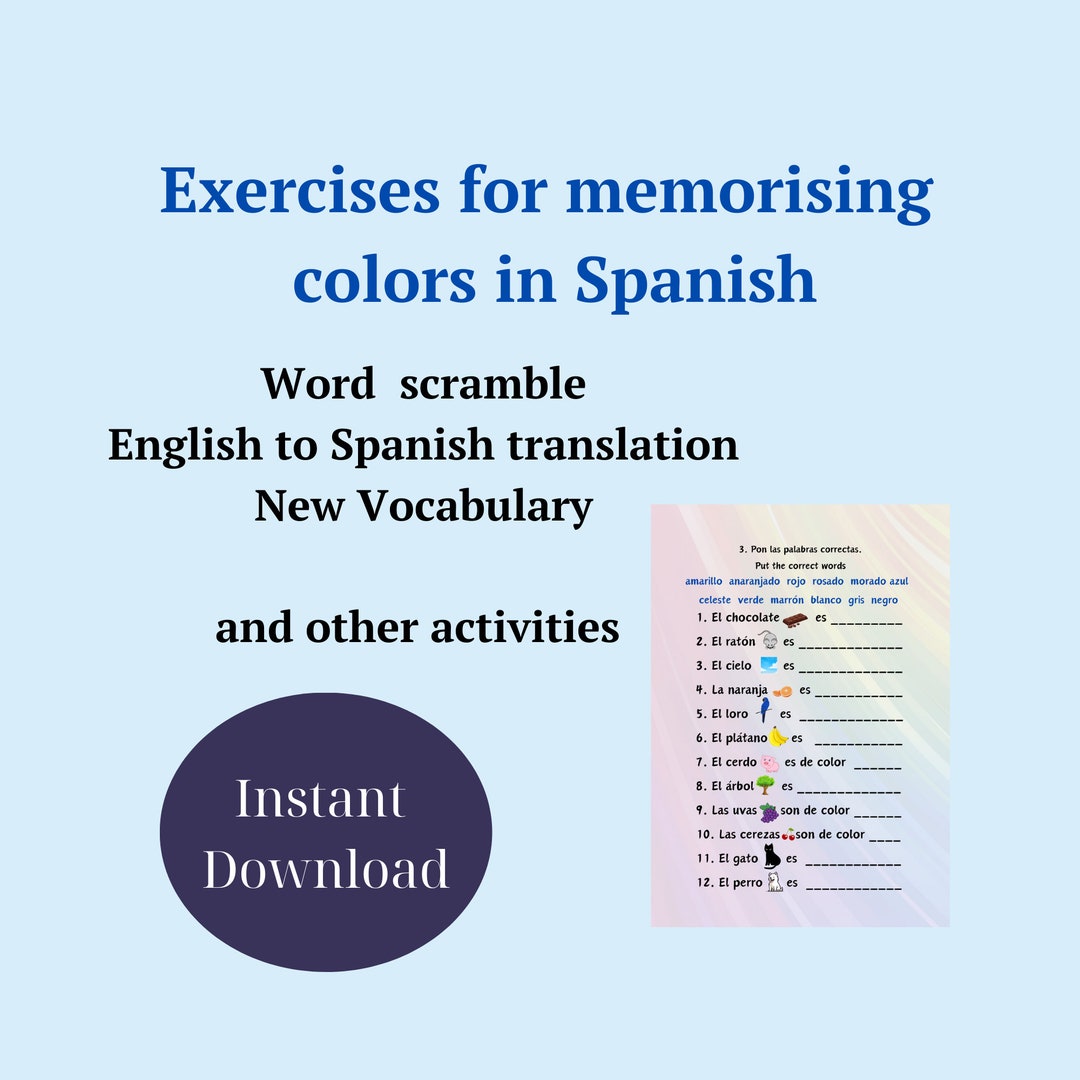 Worksheets for Spanish Learners, Learn Colors in Spanish, Digital ...