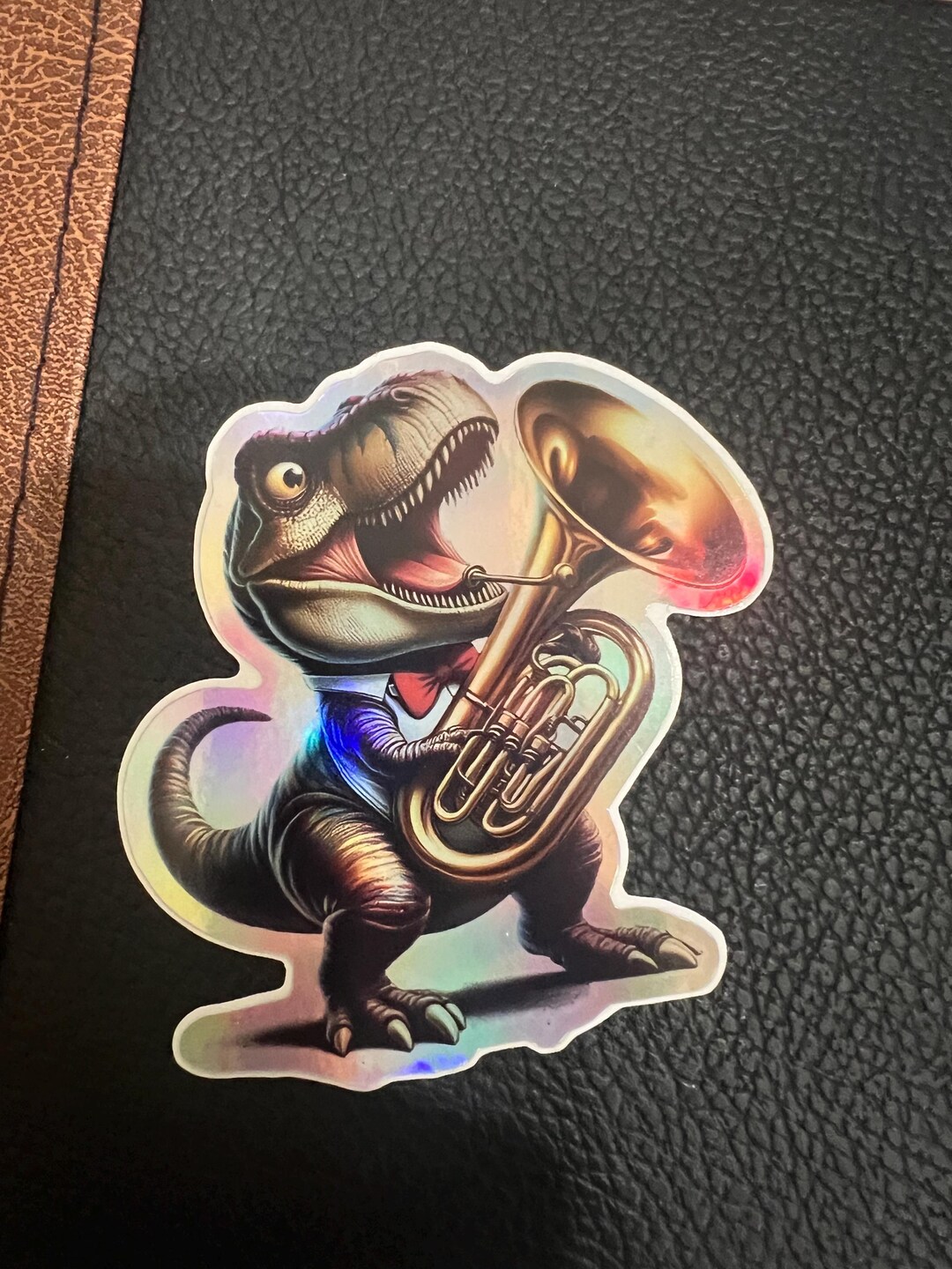 Tubasauras Holographic Tuba Dinosaur Sticker - Etsy