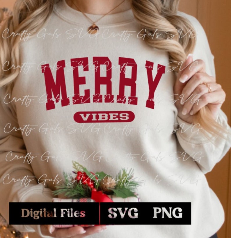 Merry Vibes College Font SVG, Merry Vibes Design, Christmas SVG, Merry ...