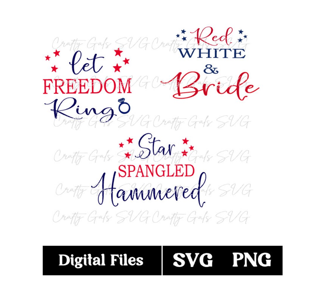 Red White & Bride-star Spangled Hammered-let Freedom Ring SVG PNG ...